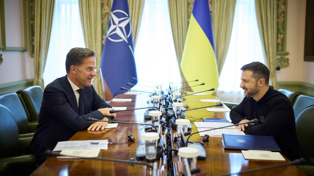 Newly appointed NATO Secretary General Mark Rutte arrives in Kyiv